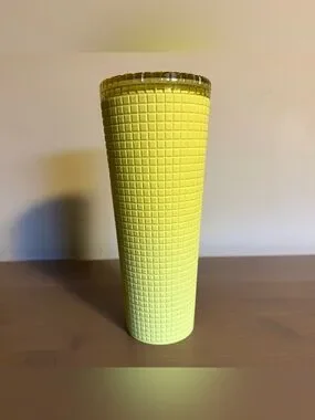 Starbucks | Dining | Starbucks Venti 24 Ounce Fluorescent Yellow Grid ...